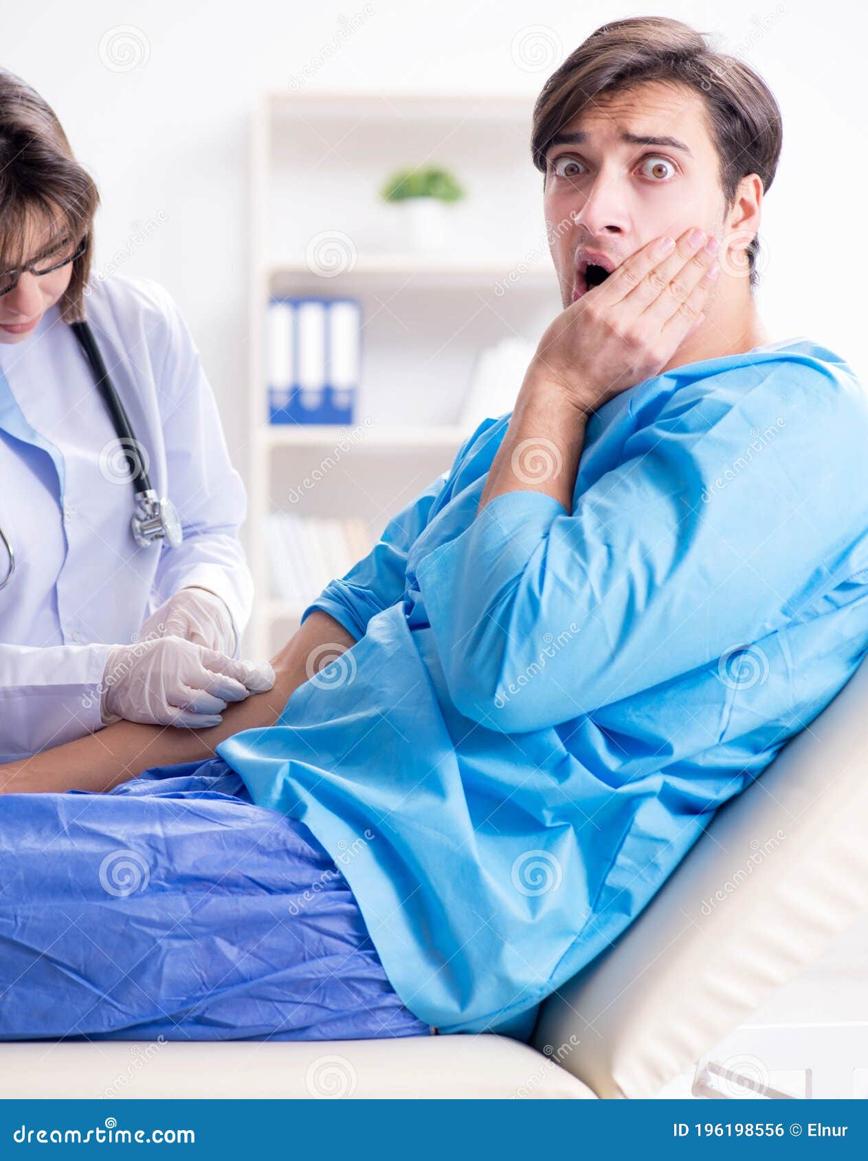 Scared Patient Man Getting Ready for Flu Shot Stock Photo - Image of ...