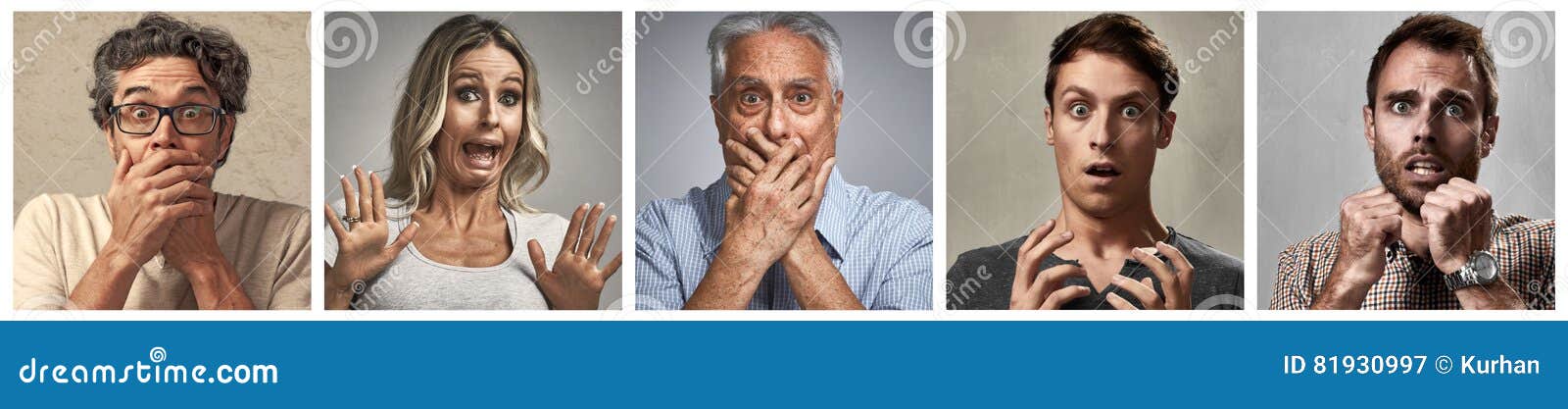 Scared people faces set stock image. Image of gesture - 81930997