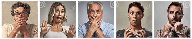 Scared people faces set stock image. Image of gesture - 81930997