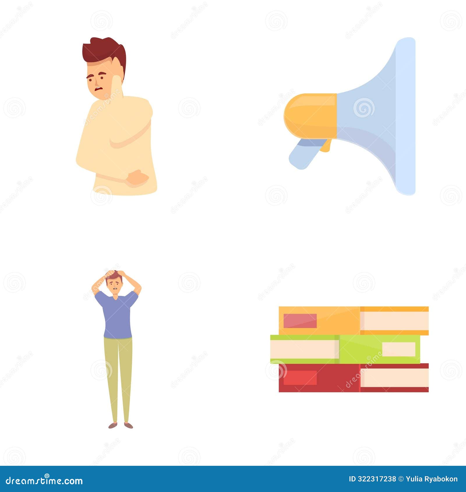 Scared People Icons Set Cartoon Vector. Anxious and Afraid People Stock ...