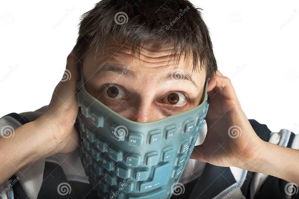 Rubber keyboard on face stock photo. Image of face, frustration - 29790734