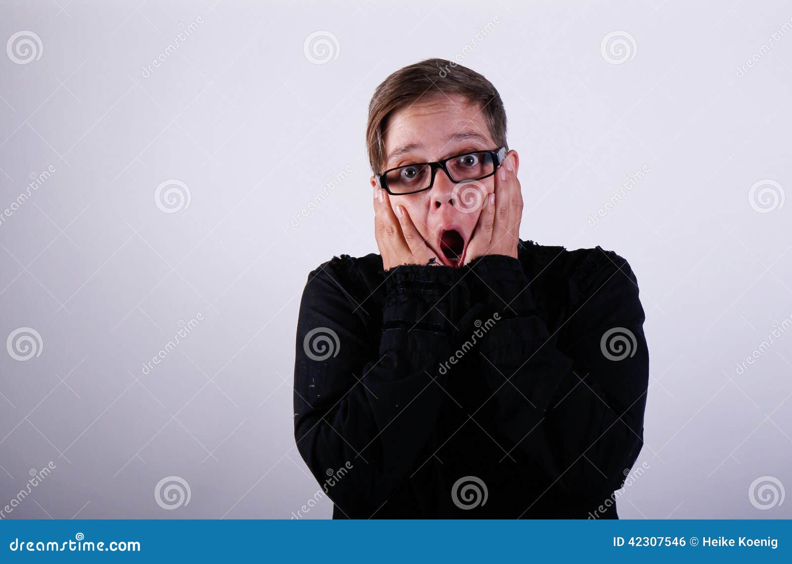 Scared person stock photo. Image of person, scared, glasses - 42307546