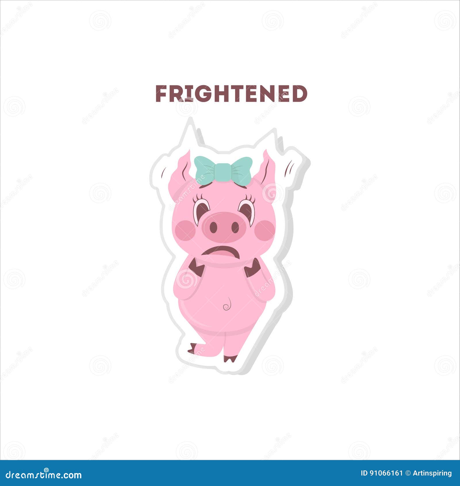 Scared pig sticker. stock vector. Illustration of animal - 91066161