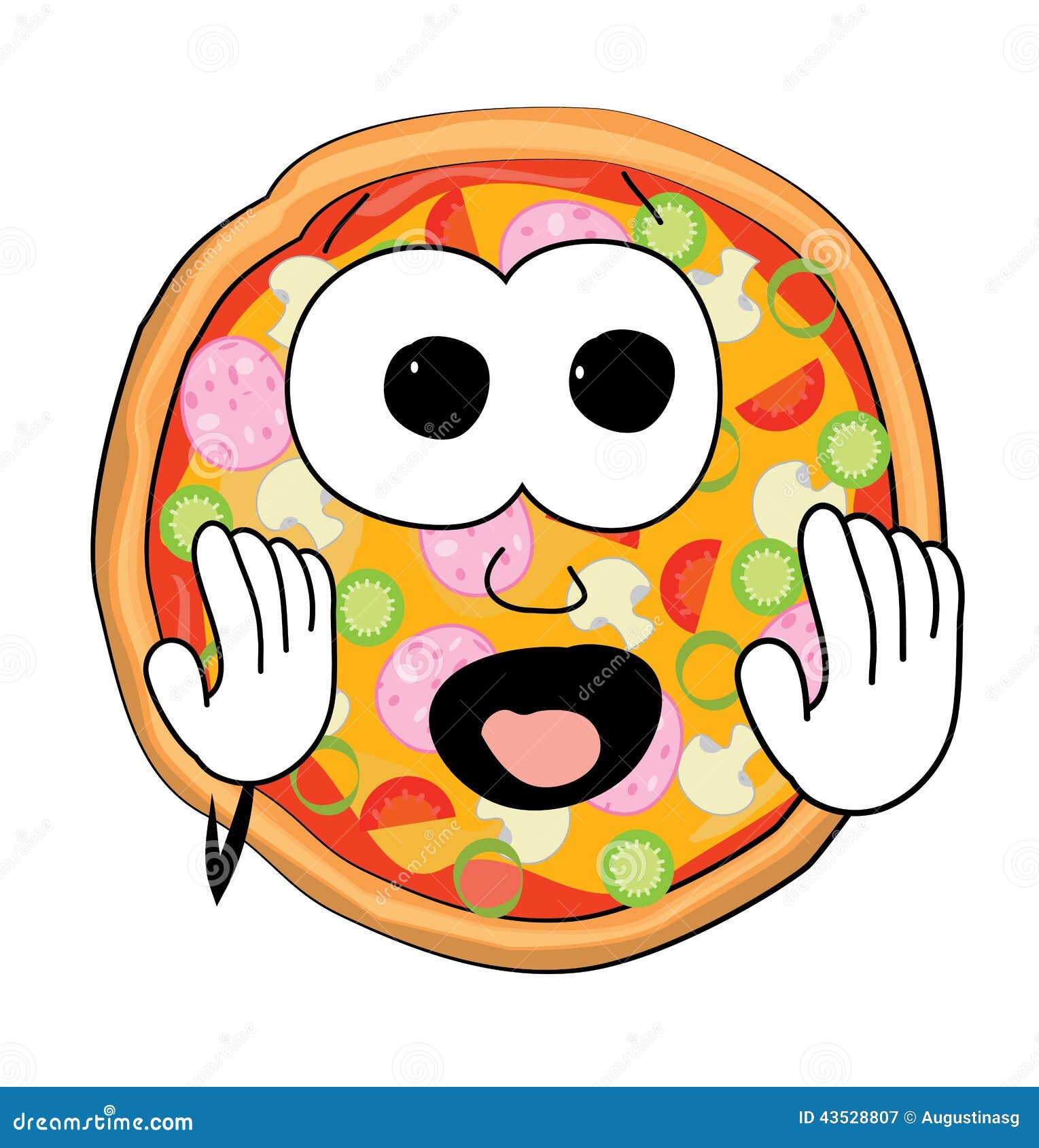 Scared Pizza cartoon stock illustration. Illustration of isolated ...