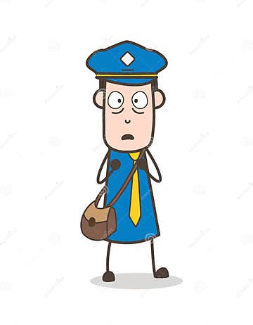 Scared Postman Face Expression Vector Illustration Stock Illustration ...