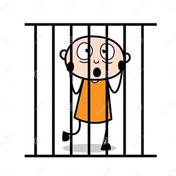 Scared Prisoner Face Expression in Prison Stock Illustration ...