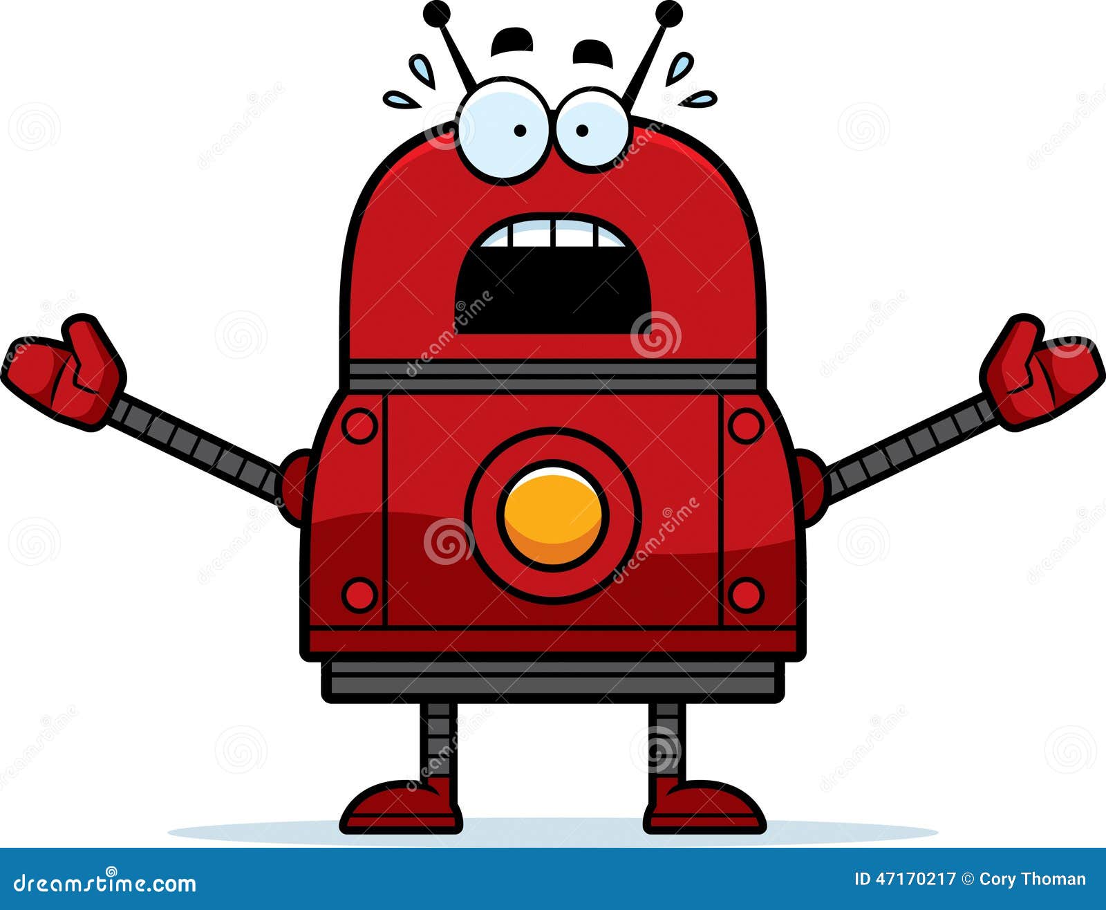 Scared Red Robot stock vector. Illustration of panicking - 47170217