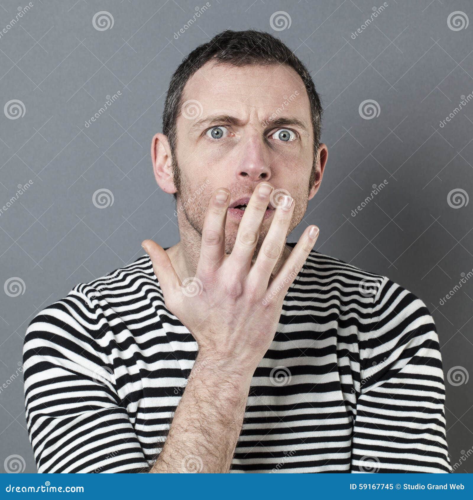 Scared 40s Man Questioning Something Stock Image - Image of confusion ...