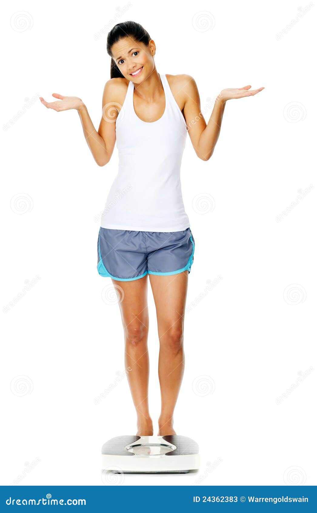 Scared of scale woman stock image. Image of people, adult - 24362383