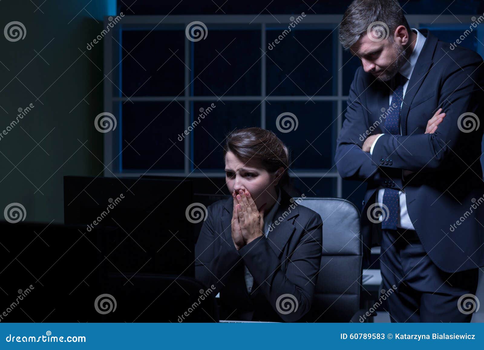 Scared Secretary And Cruel Boss Stock Image Image Of Caucasian Stress 60789583