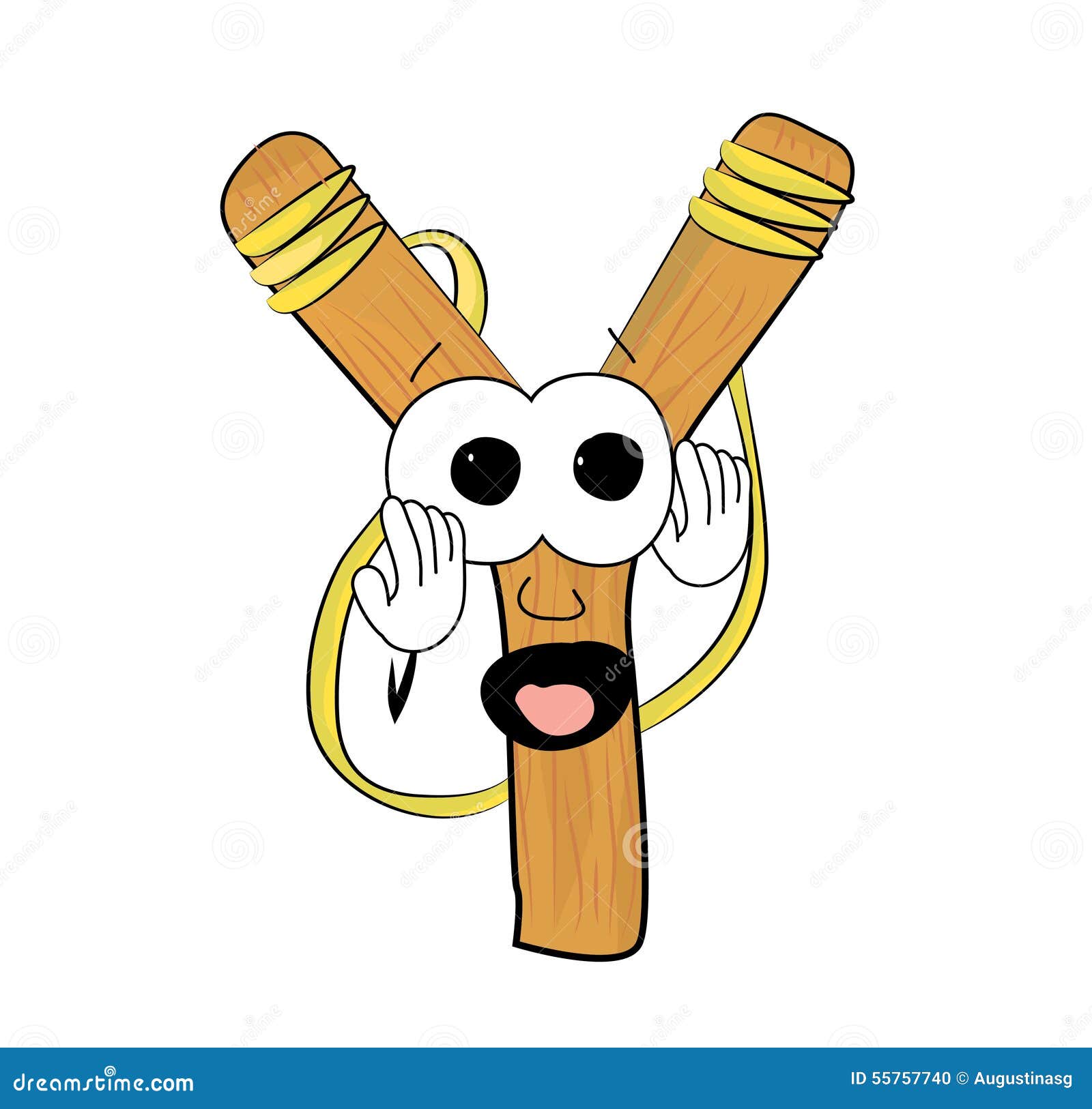 Sling Shot. Cartoon Slingshot Animation Stretch Rubber Sling With Stone ...