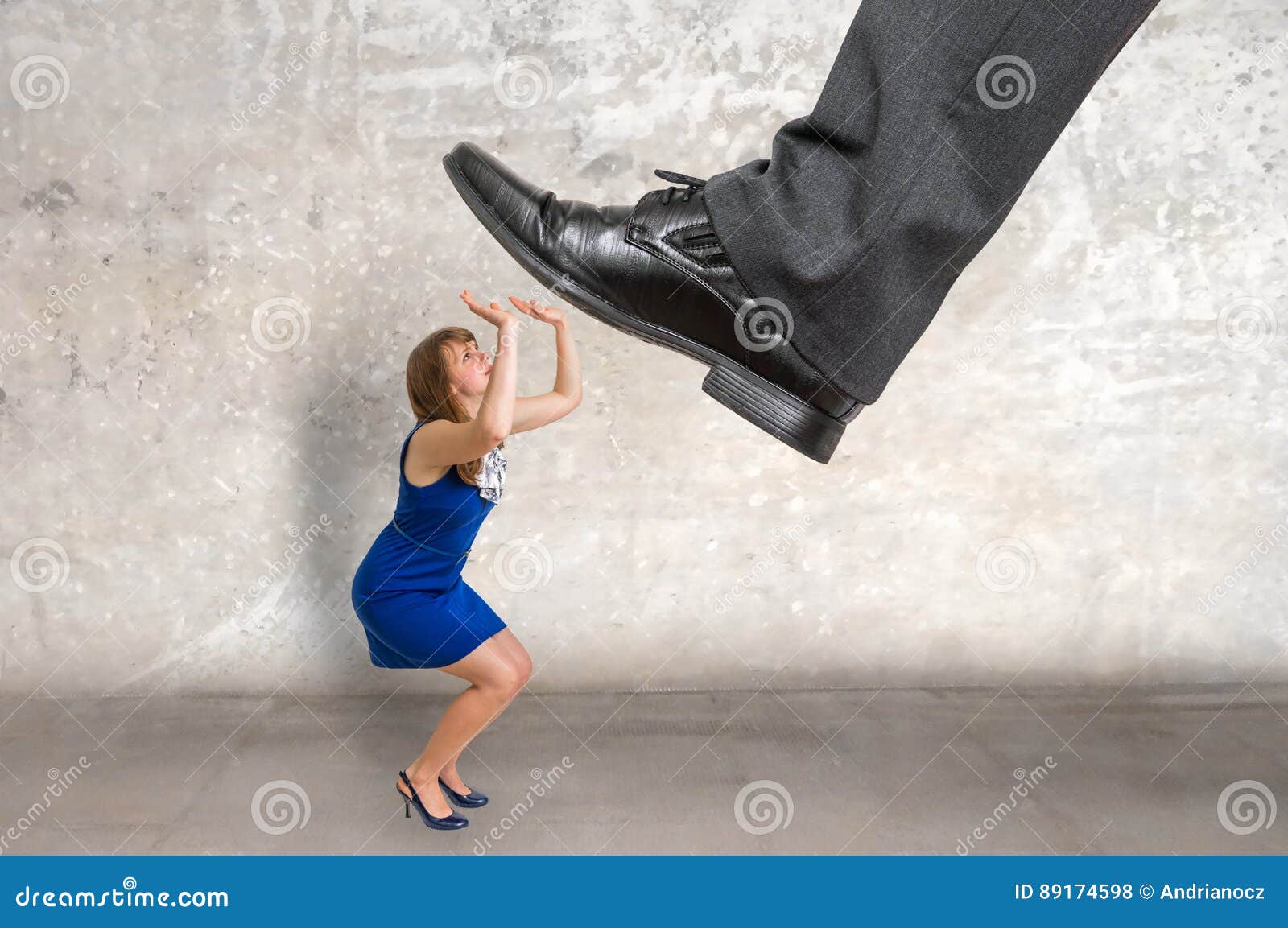 Scared Small Business Woman Under Boss Pressure Stock Photo - Image of ...