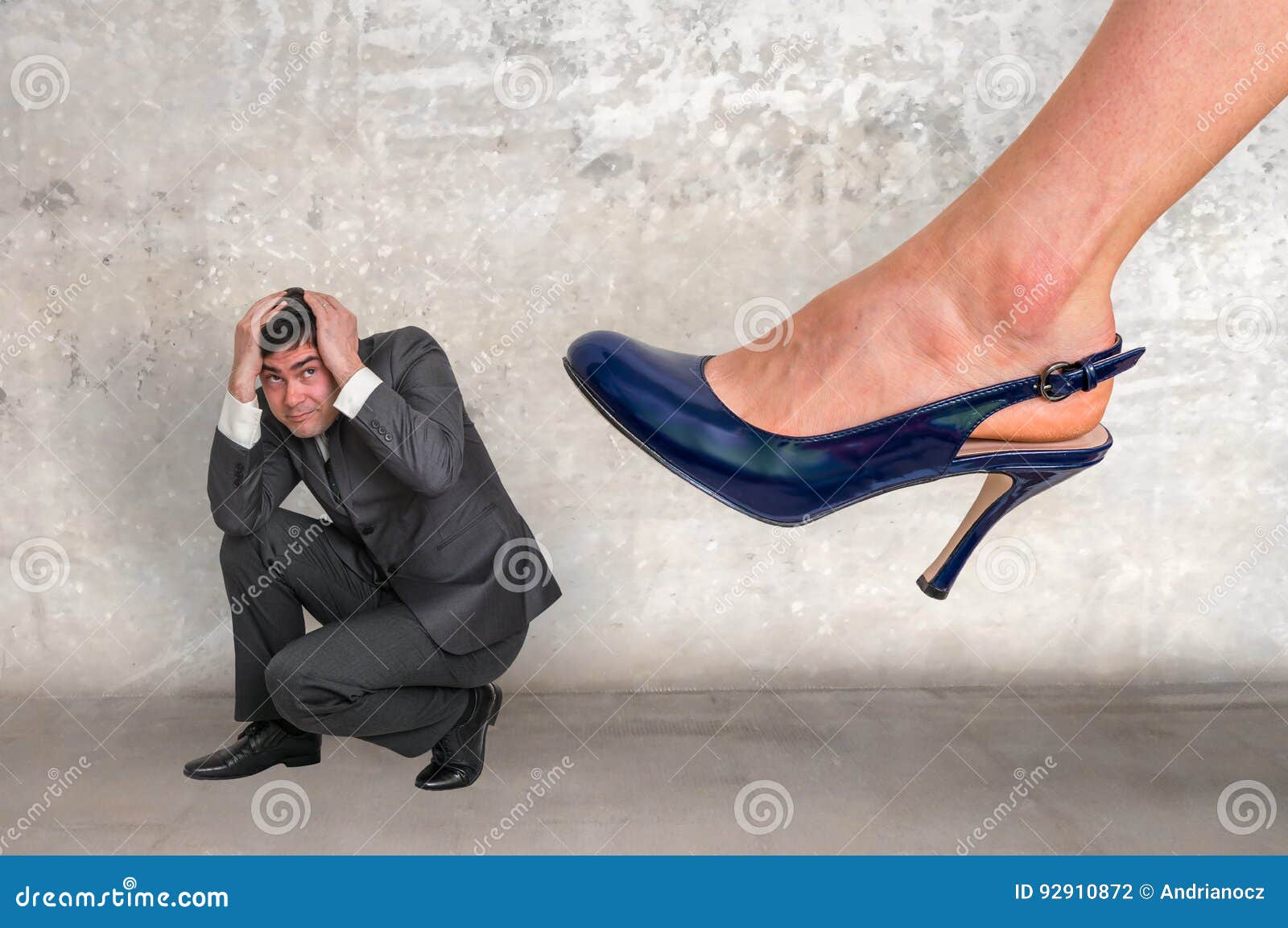 Scared Small Businessman Under Boss Pressure Stock Photo - Image of ...