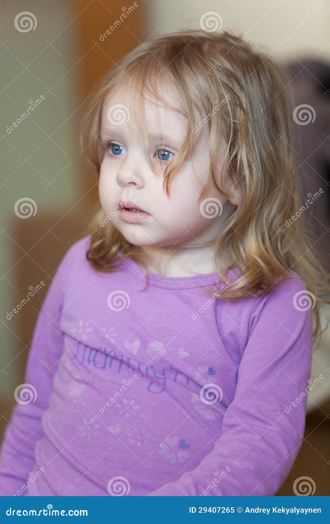 Scared Small Girl with Blue Eyes Stock Image - Image of head, cute ...