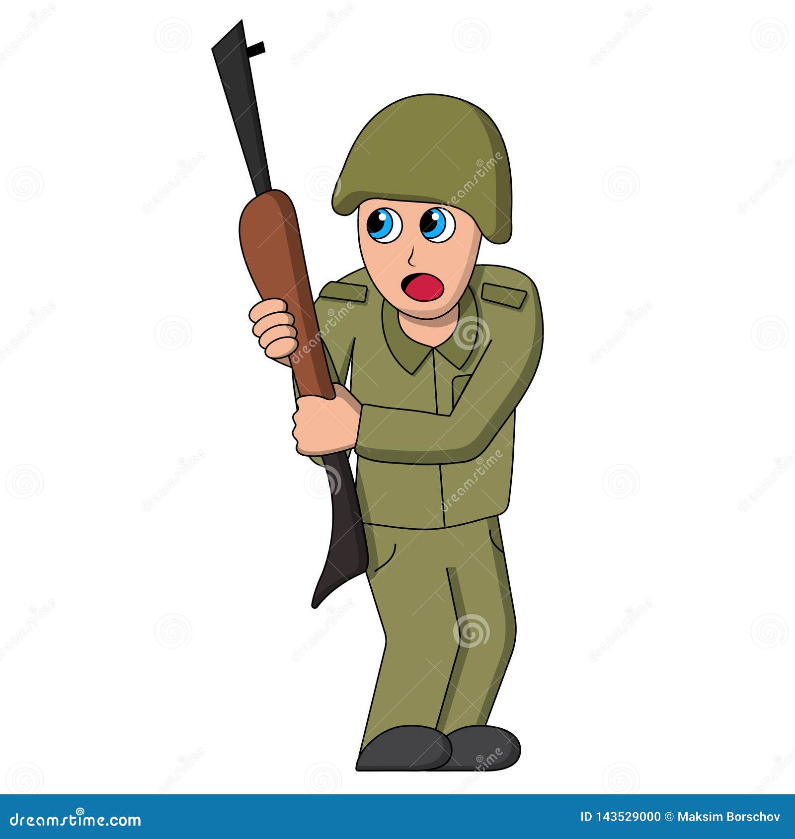 Scared Soldier. Isolated Stock Illustration Stock Vector - Illustration ...