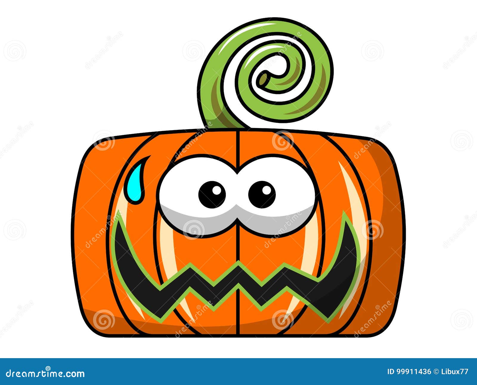 Scared Square Halloween Pumpkin Isolated Stock Vector - Illustration of ...