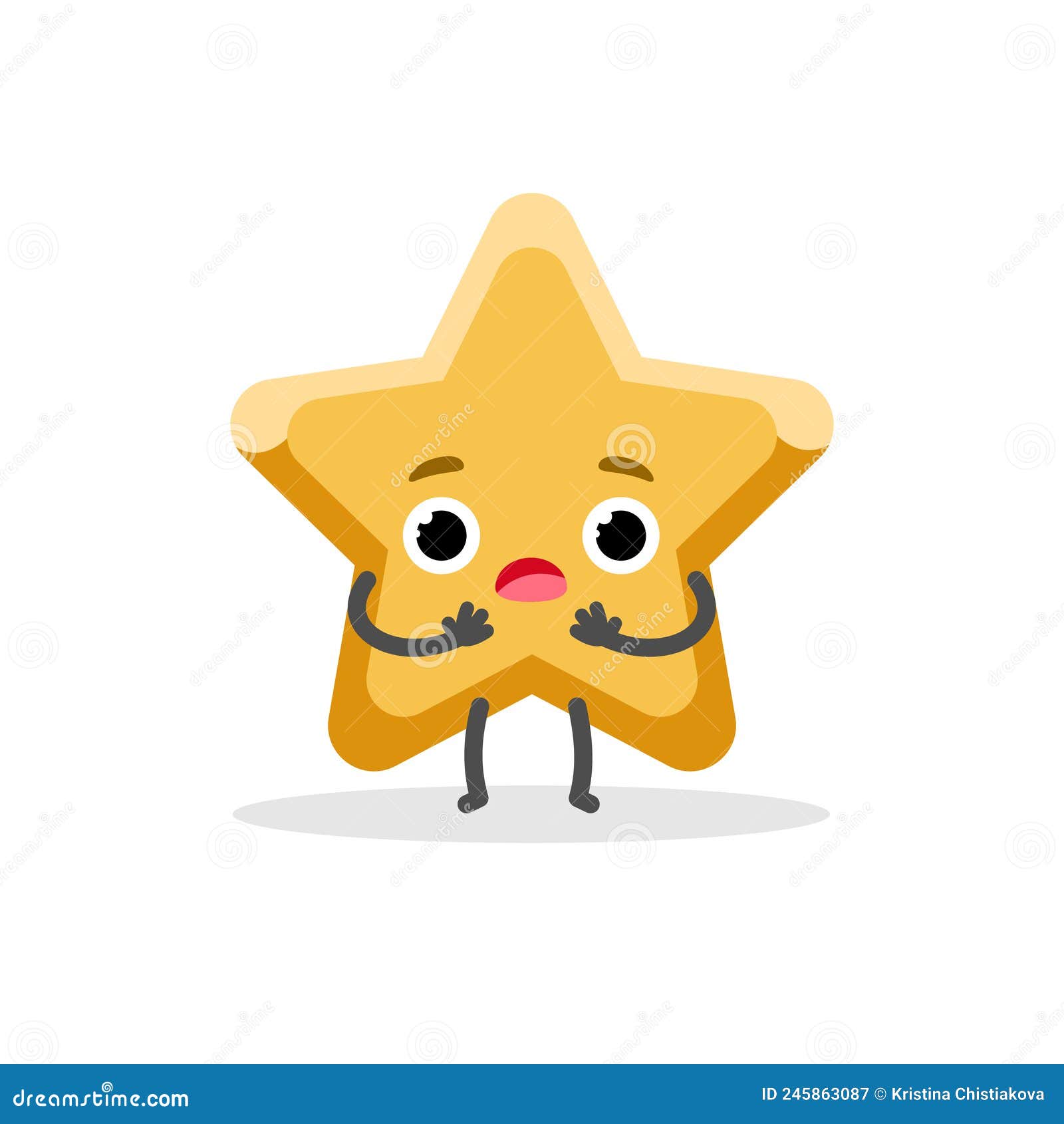 Scared Star Emotional Character in Cartoon Style Stock Vector ...