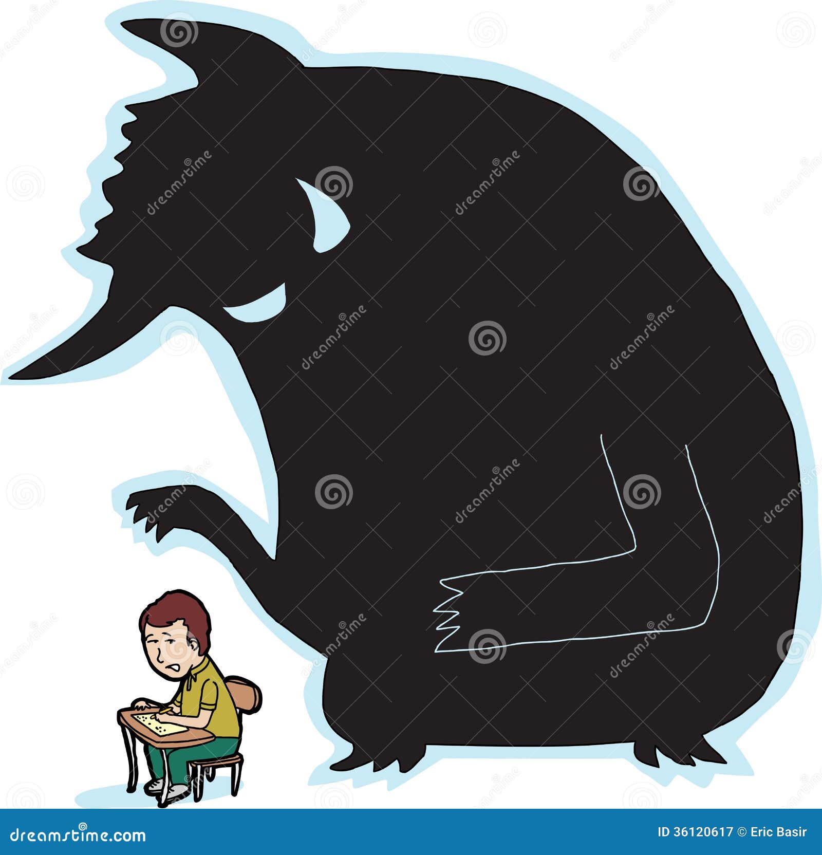 Scared Student and Monster stock vector. Illustration of person - 36120617