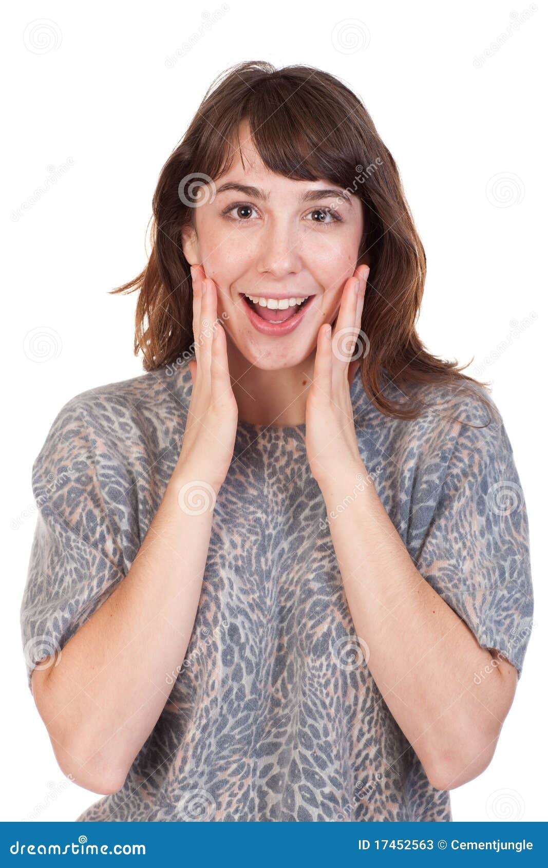 Scared or surprised woman stock image. Image of sweater - 17452563
