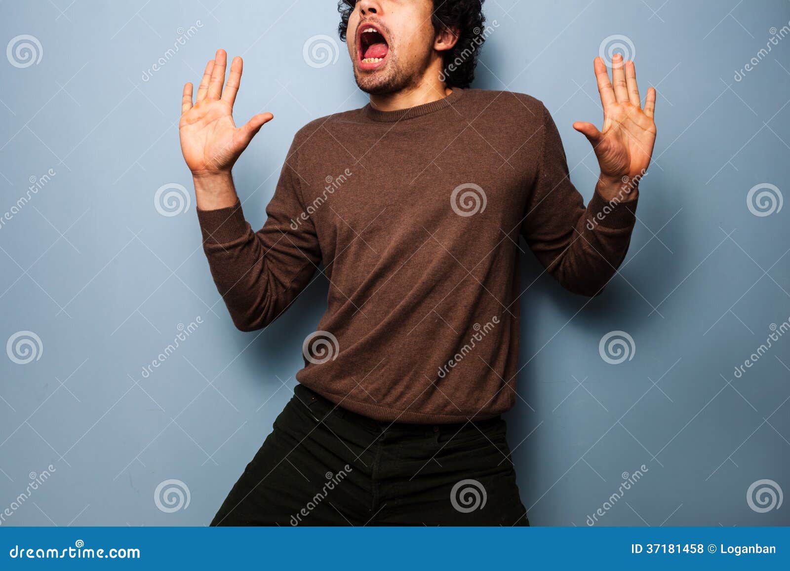Scared and Surprised Young Man Stock Photo - Image of ethnic, startled ...