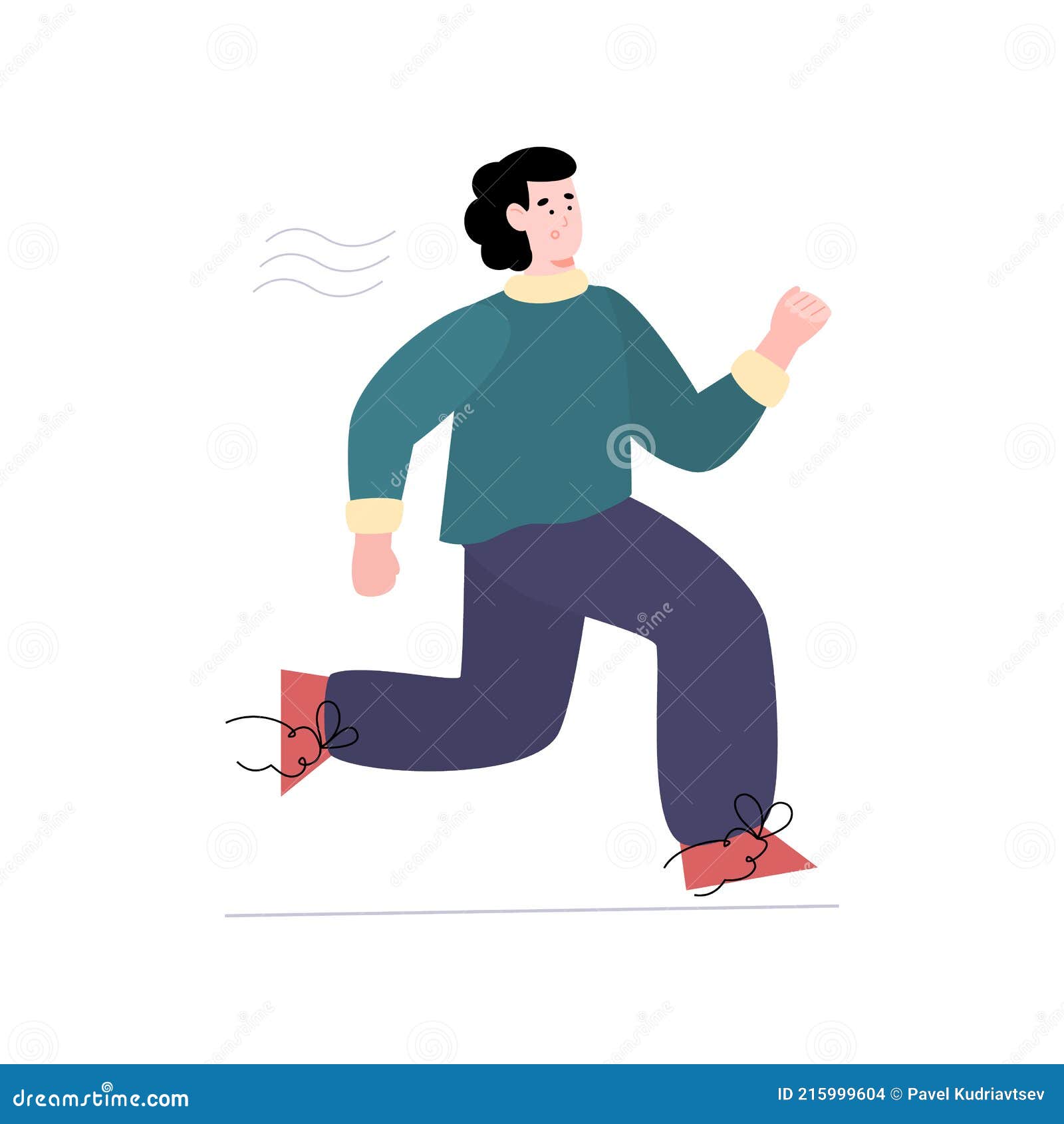 Scared Terrified Man Running Away, Flat Vector Illustration Isolated on ...
