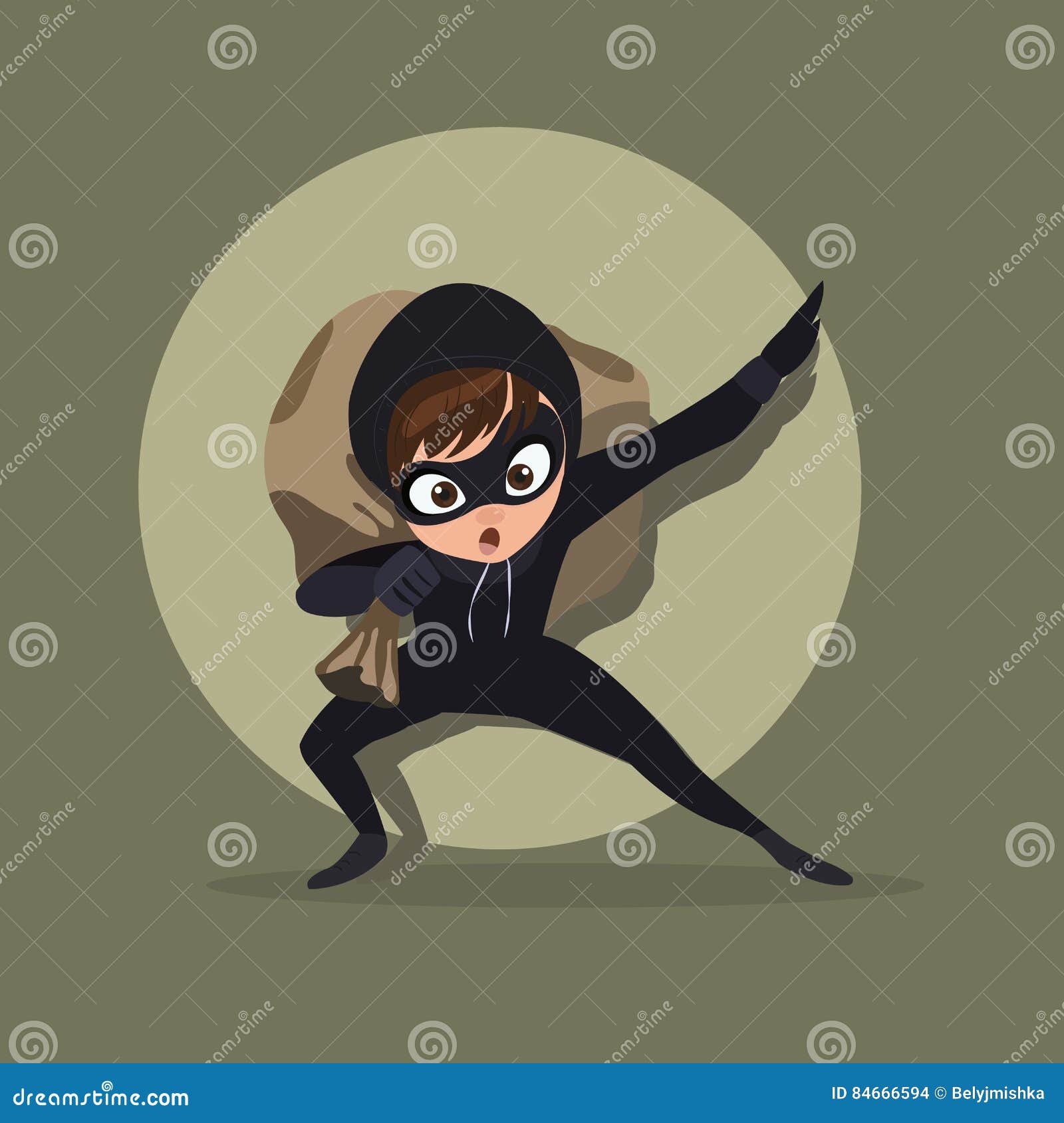 Scared Thief in the Spotlight Stock Vector - Illustration of security ...
