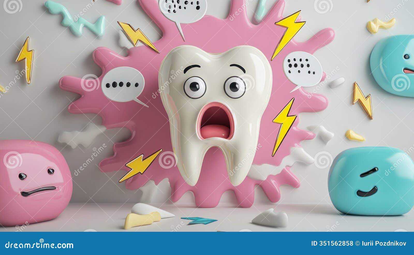Scared Tooth Mascot Character Afraid Of The Dentist Vector Cartoon ...