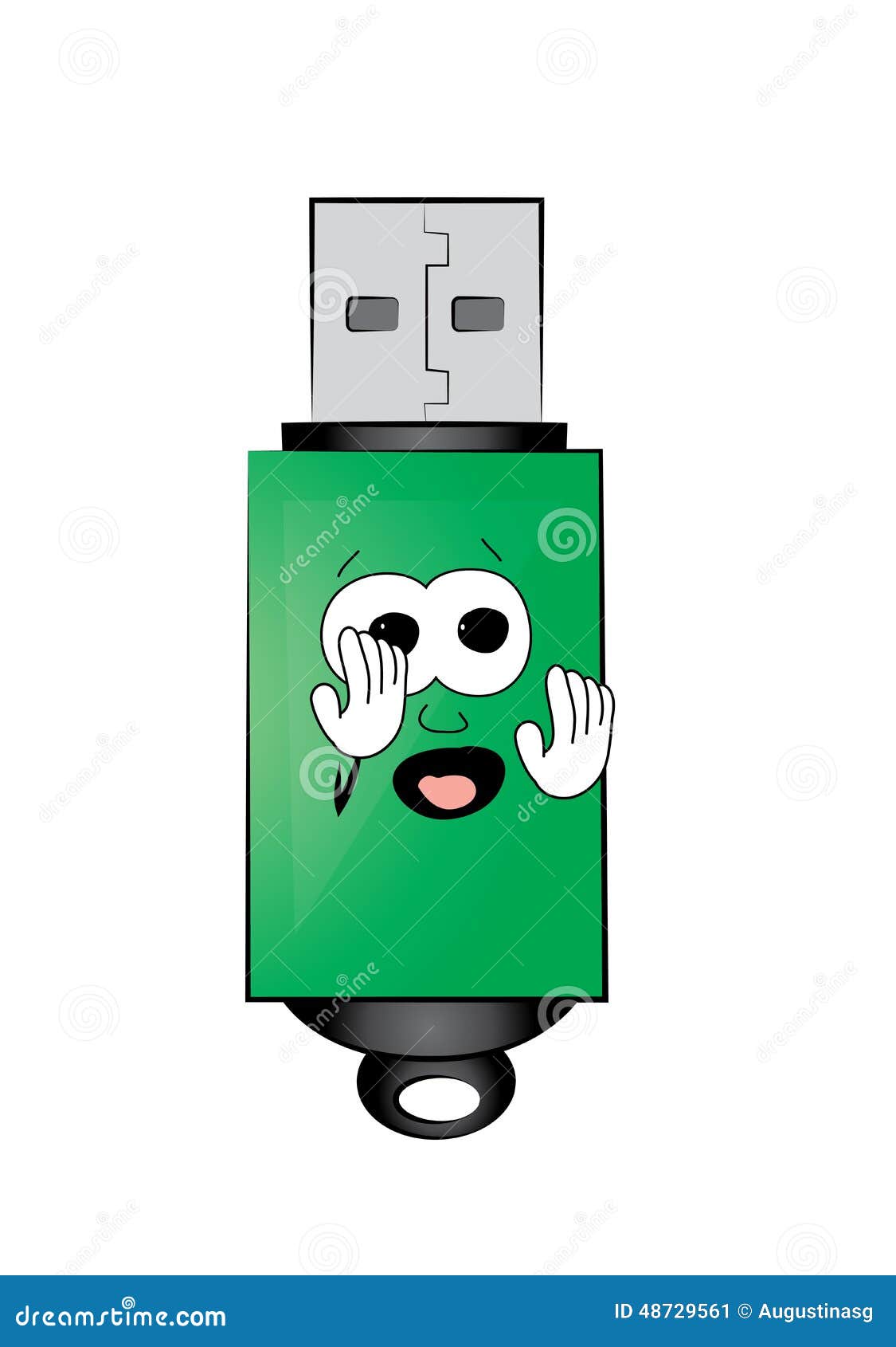 Scared Usb Flash Drive Cartoon Stock Illustration - Illustration of ...