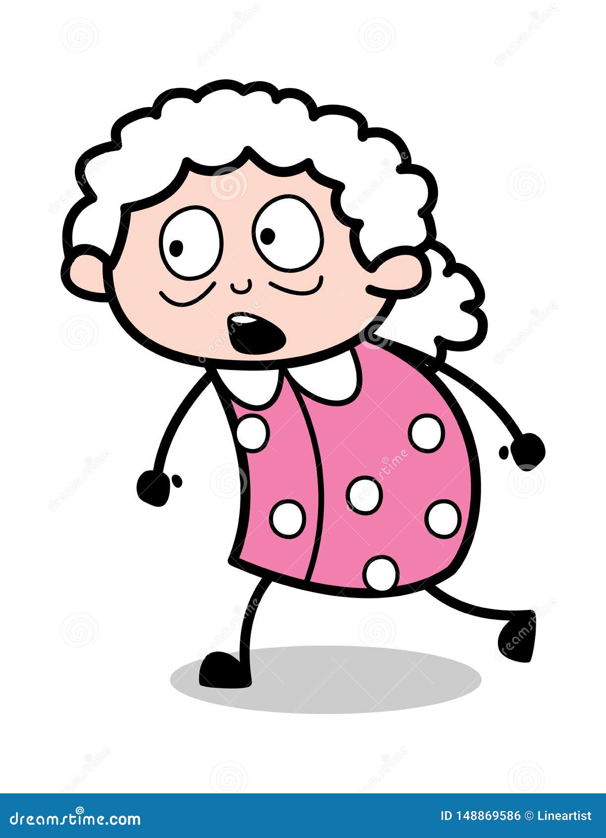Scared and Walking - Old Cartoon Granny Vector Illustration Stock ...