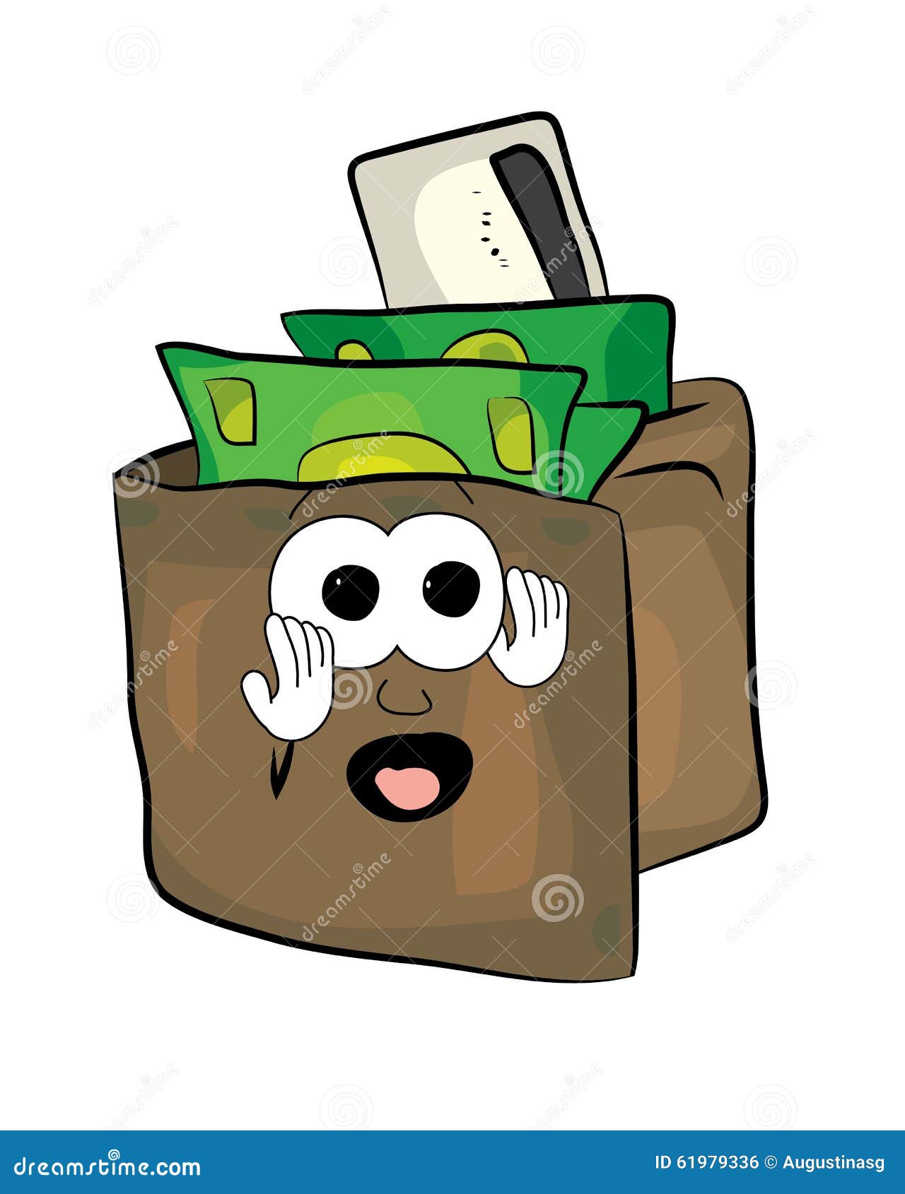 Scared wallet cartoon stock illustration. Illustration of money - 61979336