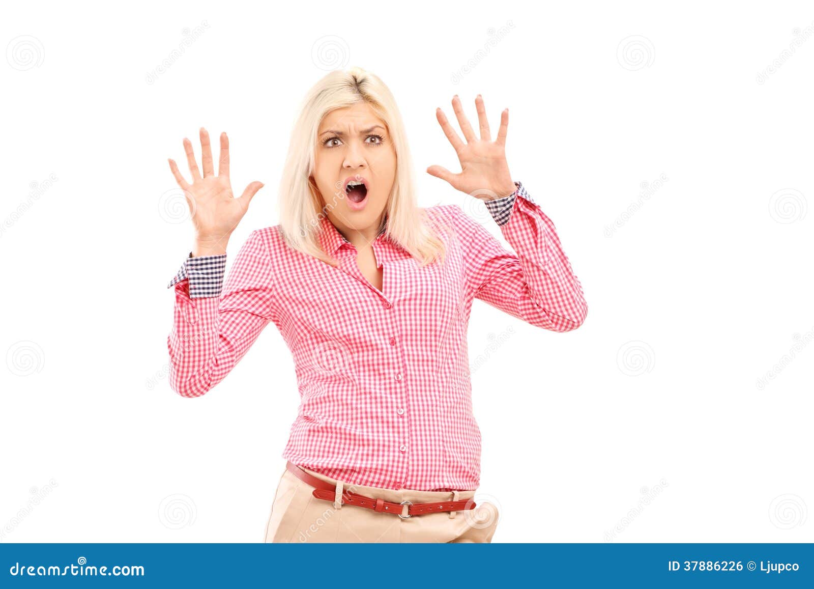 Scared woman stock photo. Image of casual, female, background - 37886226