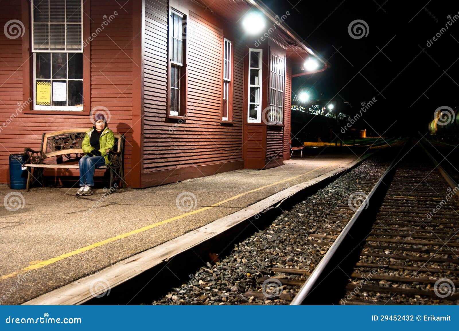Scared Woman Alone at the Train Station Stock Photo - Image of outdoors ...