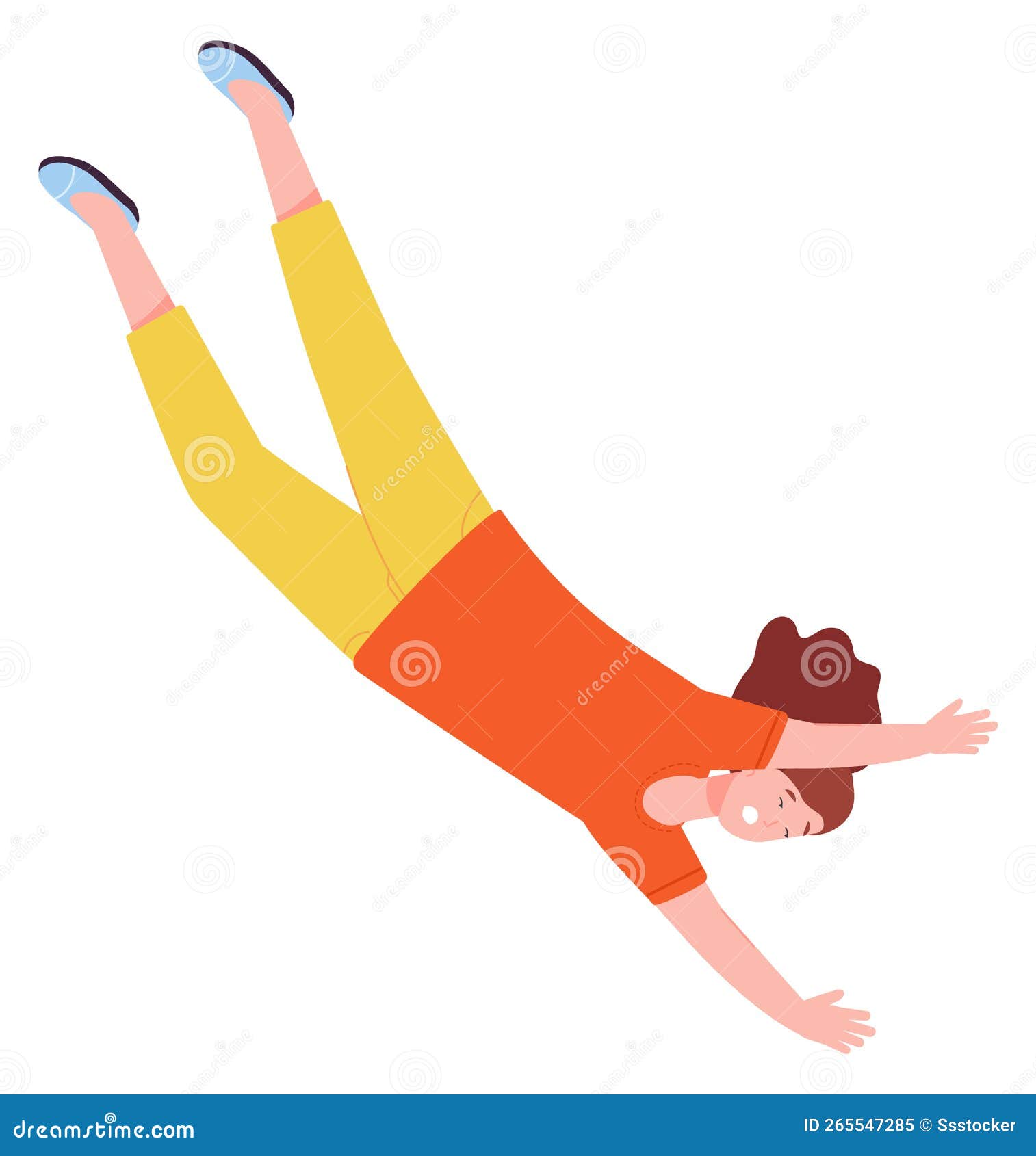 Scared Man Falling. Person Crush On Floor. Bad Luck Concept Cartoon ...