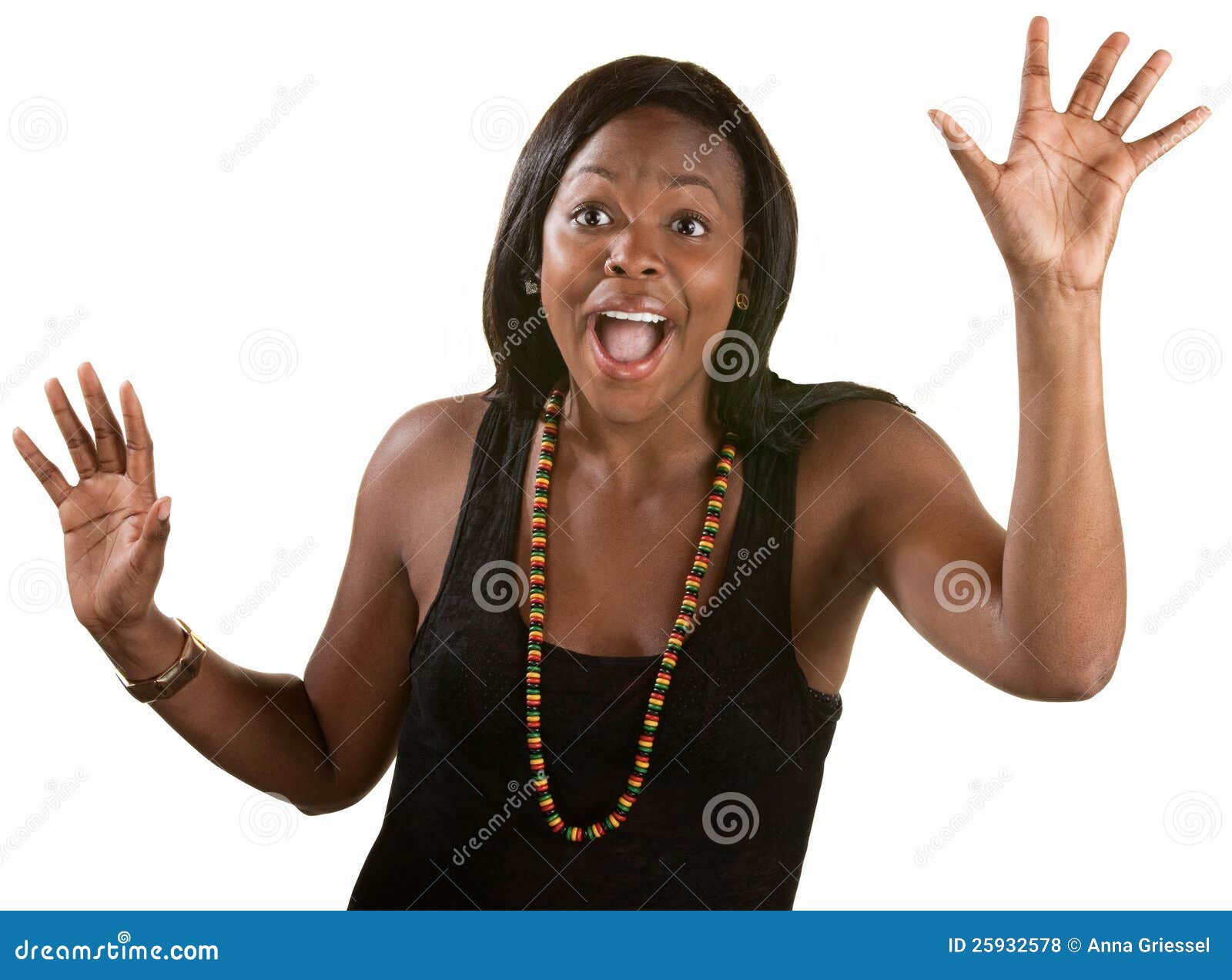 Scared Woman with Hands Up stock photo. Image of female - 25932578