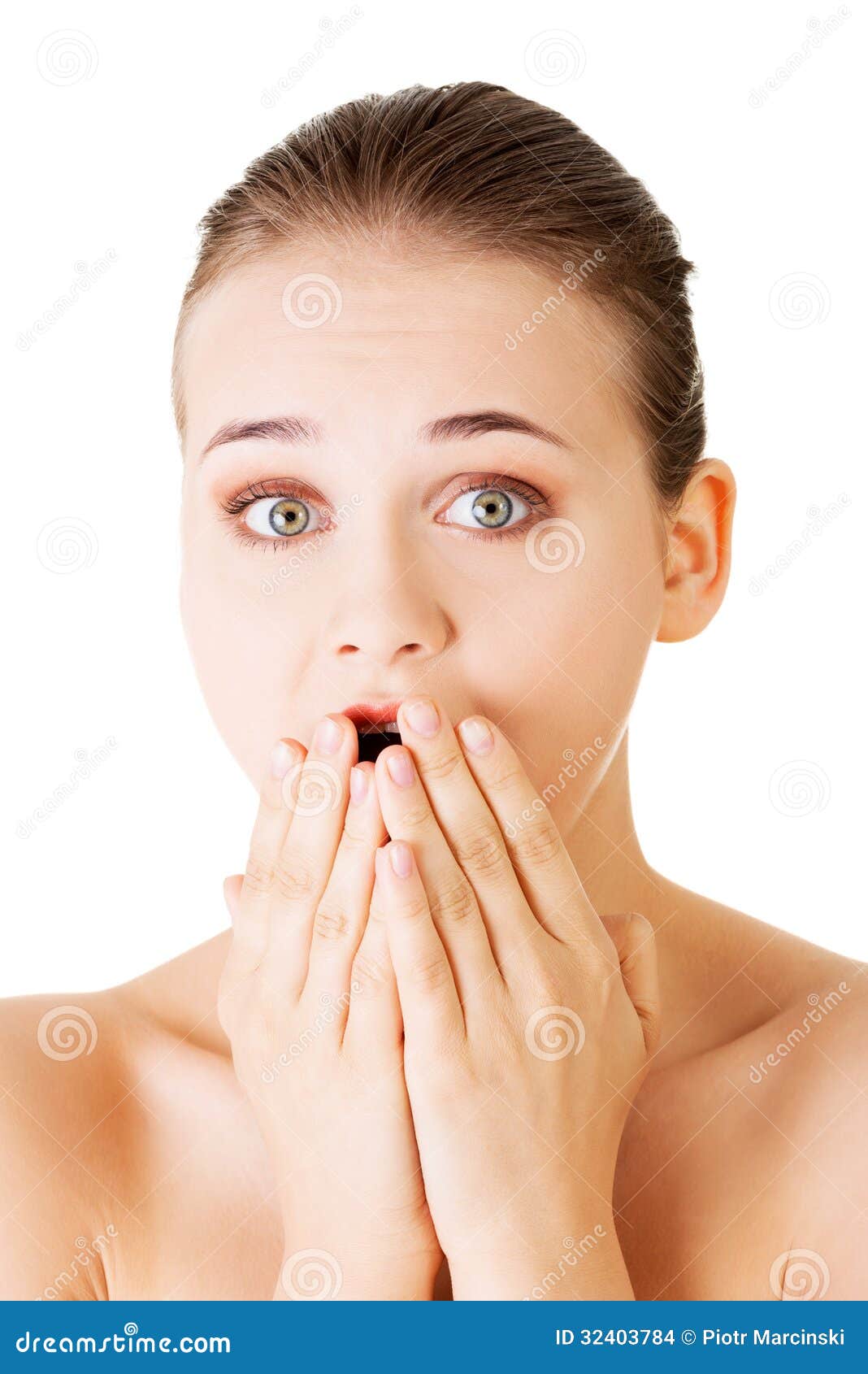 Scared woman stock photo. Image of care, posing, covering - 32403784