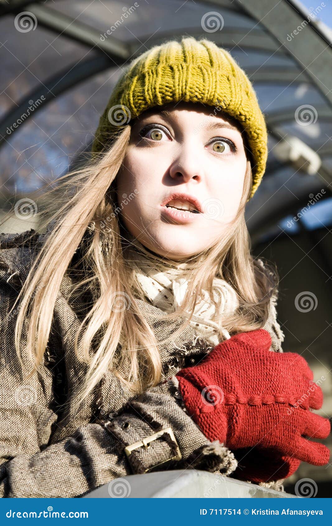 Scared Woman Outdoors stock photo. Image of behavior, despair - 7117514