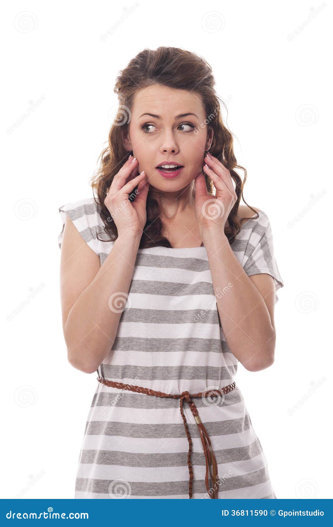 Scared woman stock photo. Image of covering, stress, anxiety - 36811590