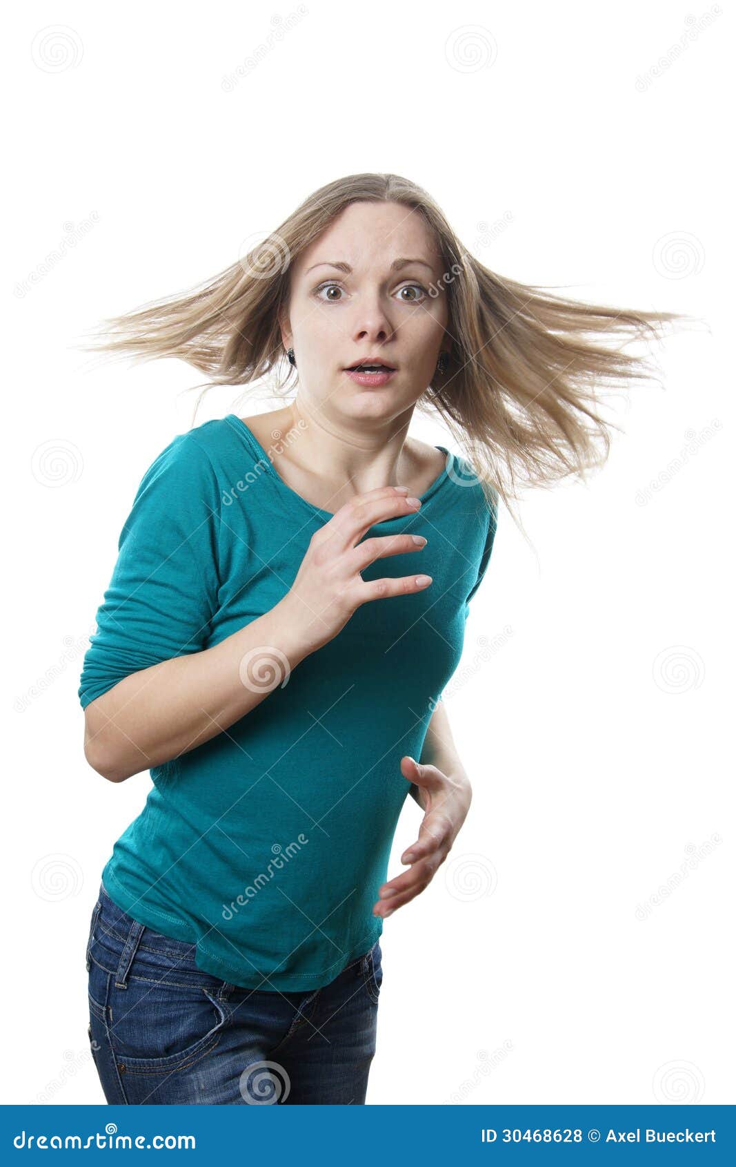 Scared woman stock photo. Image of expression, hands - 30468628