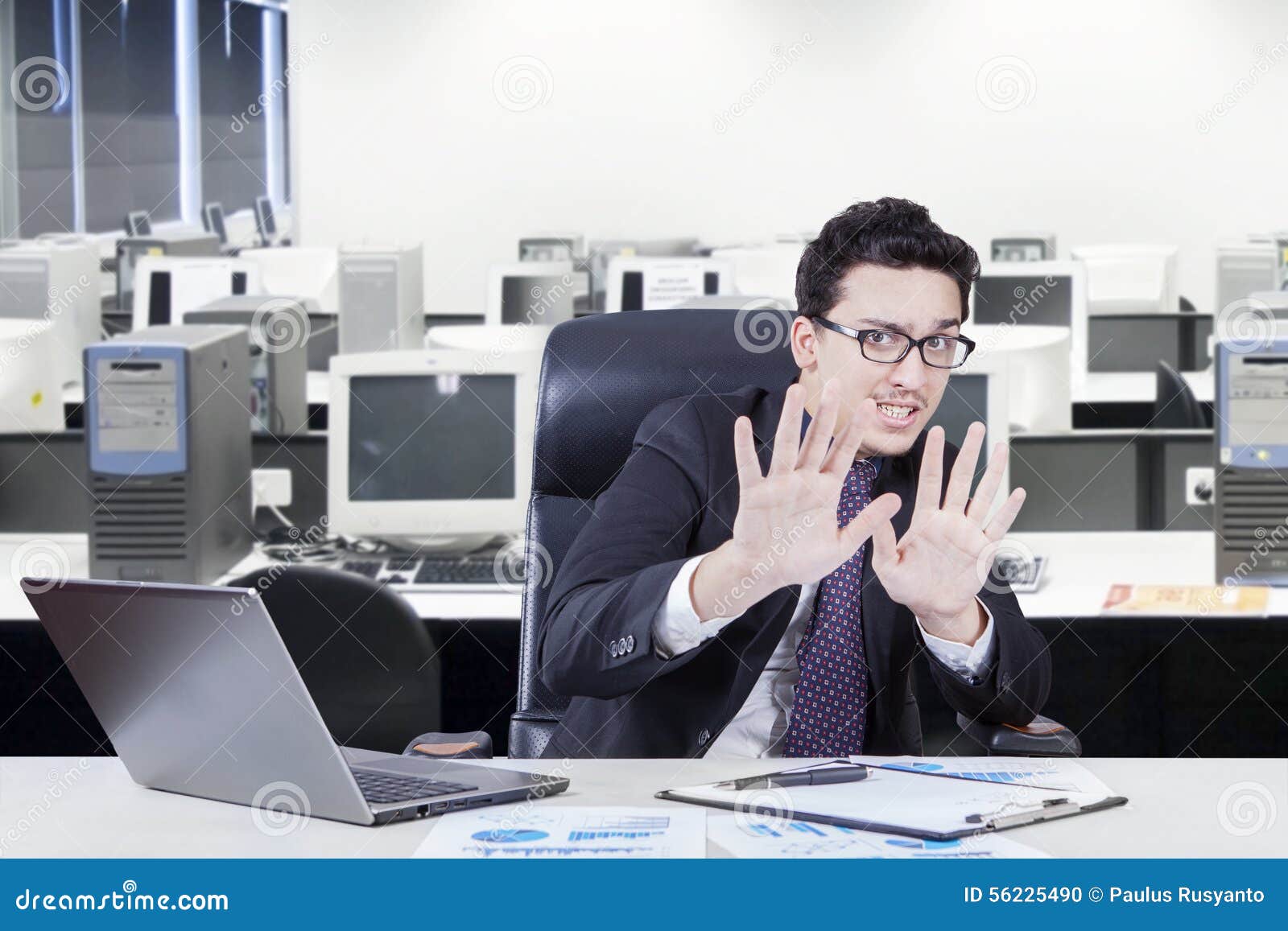 Scared Worker Working in the Office Stock Photo - Image of businessman ...