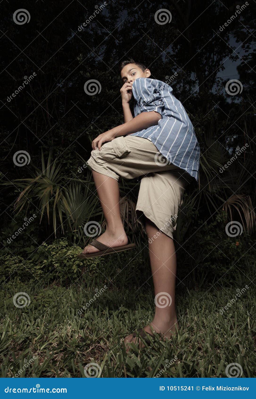 Scared young boy stock image. Image of child, outside - 10515241
