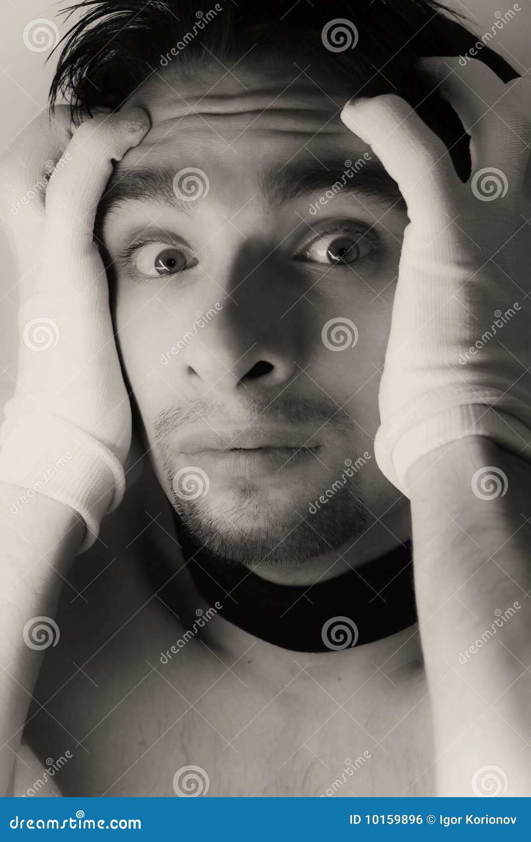 The scared young man stock photo. Image of brunette, beard - 10159896