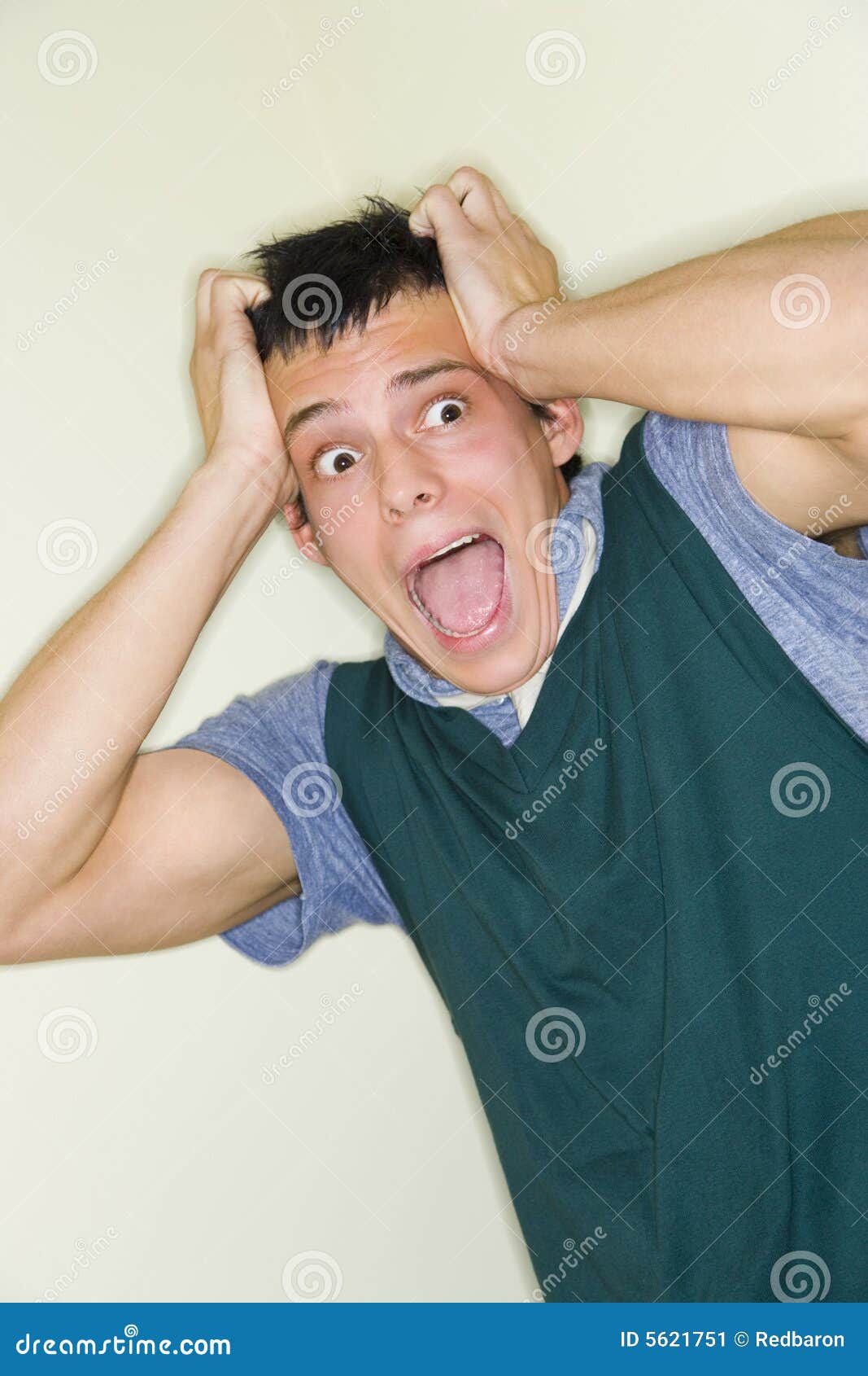 Scared young man stock image. Image of frightened, model - 5621751