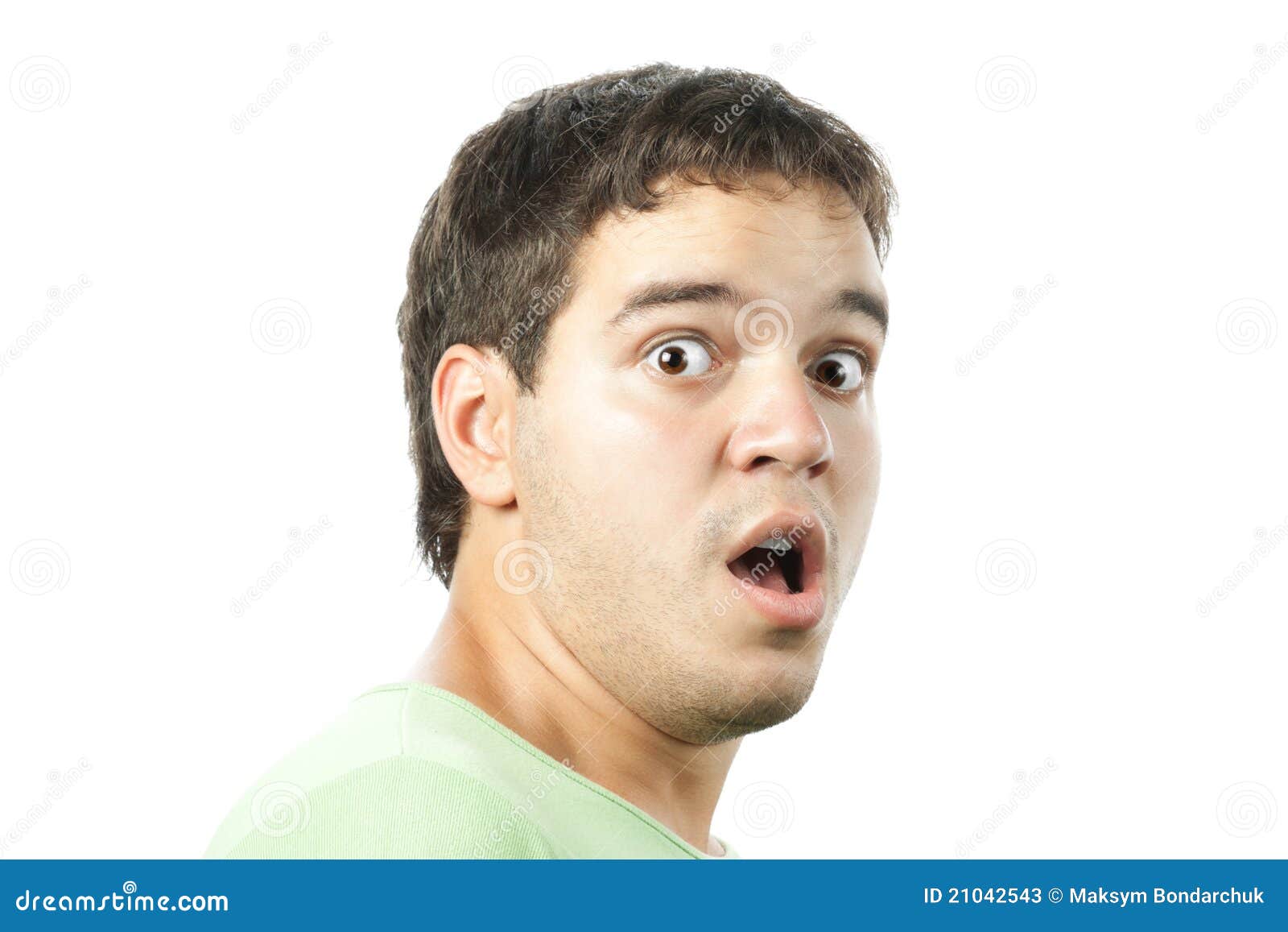 Scared Young Man Portrait Isolated on White Stock Image - Image of eyes ...