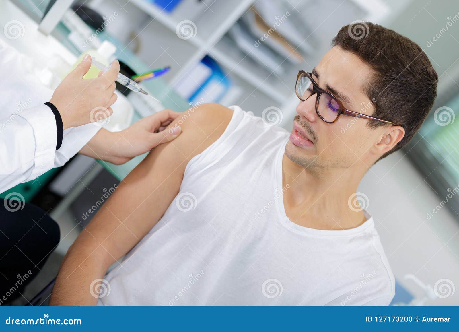 Scared Young Man before Injection Stock Photo - Image of addiction ...