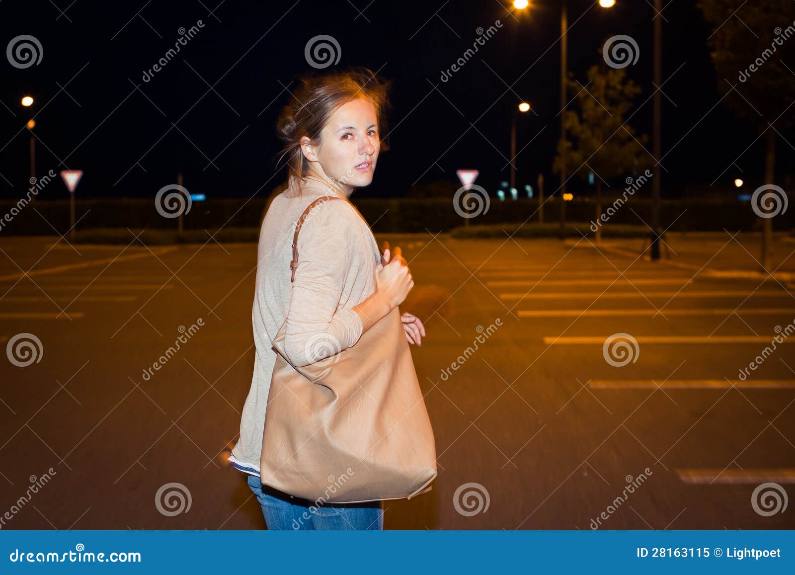 Scared Young Woman Running from Her Pursuer Stock Image - Image of ...