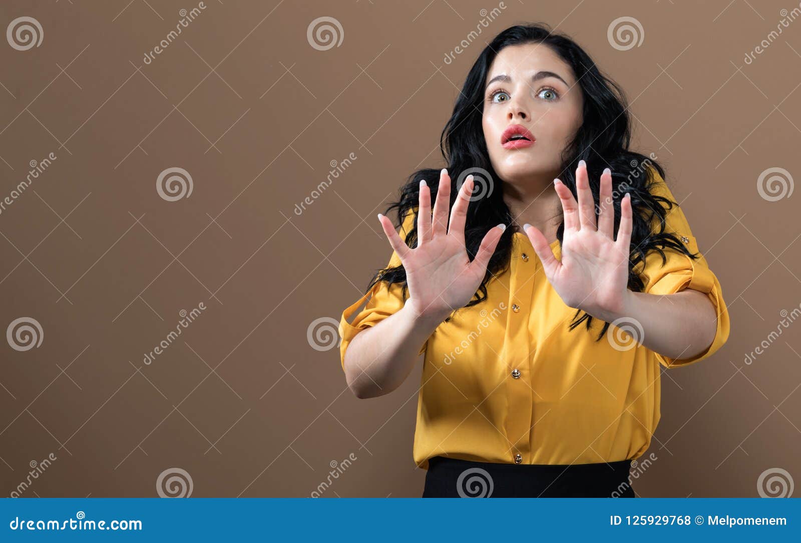 Scared young woman stock photo. Image of adult, fear - 125929768