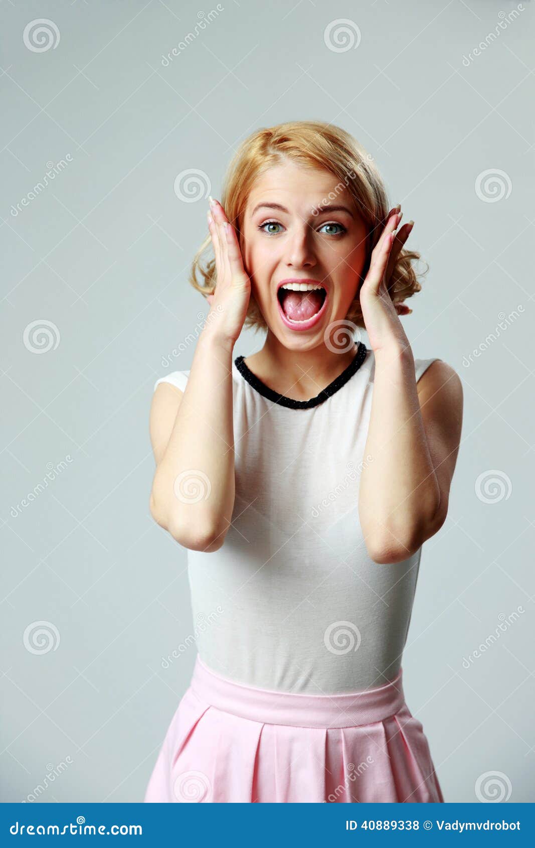 Scared Young Woman Shouting Stock Photo - Image of beauty, attractive ...