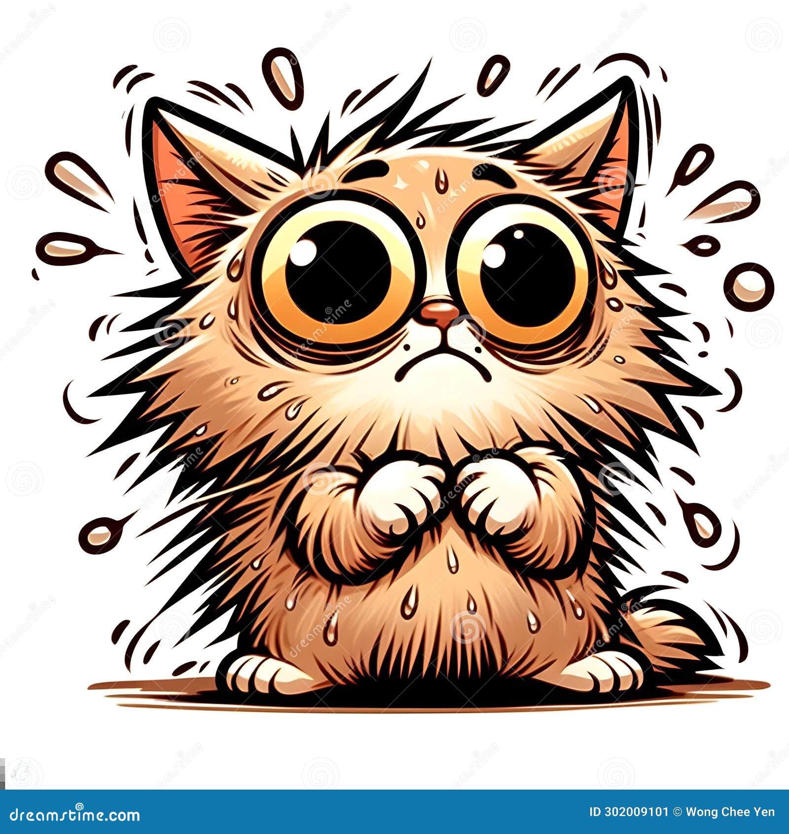 Scaredy Cat Graphic Illustration on White Background Stock Illustration ...