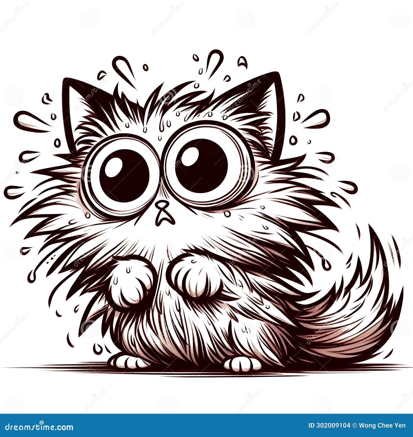 Scaredy Cat Graphic Illustration on White Background Stock Illustration ...
