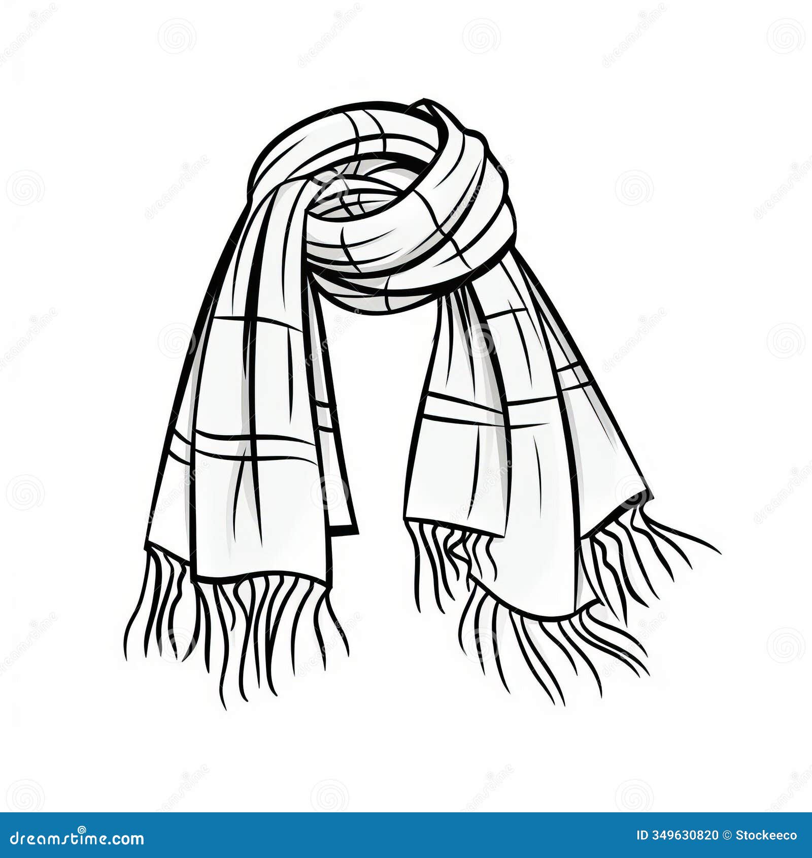 Simple Flat Line Drawing of a Patterned Scarf Design Stock Illustration ...